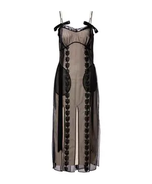 Simone Rocha Lace-trimmed Sheer Midi Dress - Black