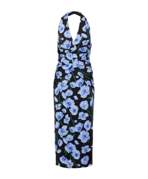 Carolina Herrera Floral Gathered Midi Dress - Blue