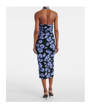 Carolina Herrera Floral Gathered Midi Dress