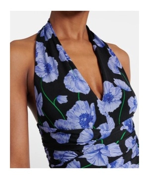 Carolina Herrera Floral Gathered Midi Dress