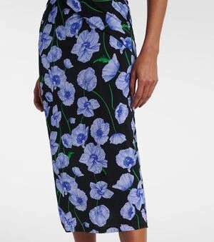 Carolina Herrera Floral Gathered Midi Dress