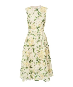 Oscar De La Renta Printed Midi Dress - Nude