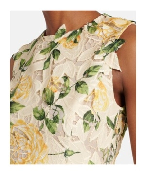 Oscar De La Renta Floral Lace Midi Dress
