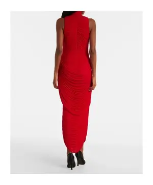 Magda Butrym Sleeveless Draped Gown With Floral Appliqu - Red