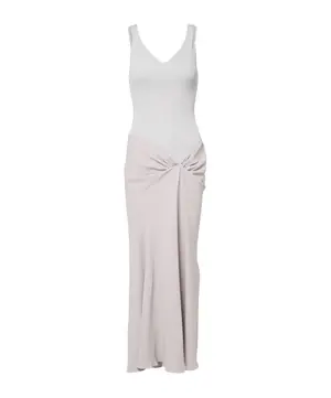 Victoria Beckham Knit-detail Crepe Maxi Dress - Grey
