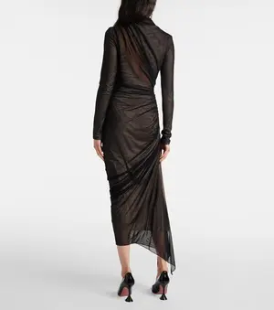 MUGLER Asymmetric Mesh Long Dress