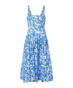 Carolina Herrera Floral Cotton-blend Midi Dress - Blue