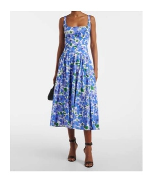 Carolina Herrera Floral Cotton-blend Midi Dress - Blue