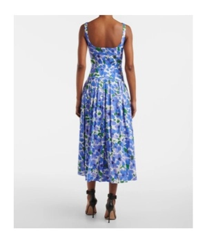 Carolina Herrera Floral Cotton-blend Midi Dress - Blue