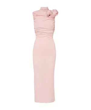 Magda Butrym Ruched Silk-blend Midi Dress - Pink