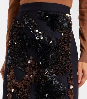 Plan C Sequined Wool-blend Midi Skirt