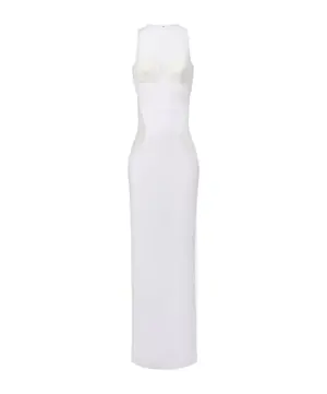JEAN PAUL GAULTIER Paneled Semi-sheer Tulle Maxi Dress - White