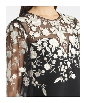 Carolina Herrera Embroidered Puff-sleeve Minidress