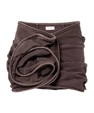 Magda Butrym Floral-appliqué Denim Miniskirt - Brown