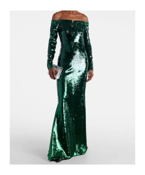 Elie Saab Sequined Off-shoulder Gown