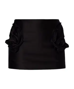 Magda Butrym Floral Appliqué Midi Skirt - Black