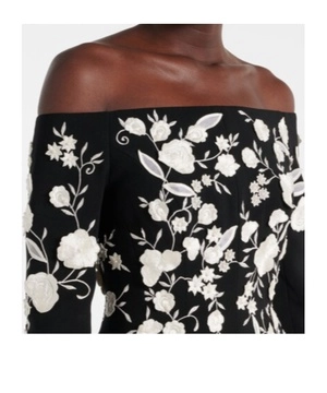 Carolina Herrera Embroidered Off-shoulder Midi Dress