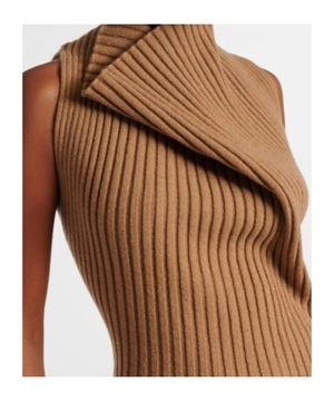 Victoria Beckham Draped Ribbed-knit Wool-blend Midi Dress