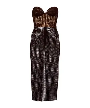 Magda Butrym Crochet Cotton Bustier Dress - Black