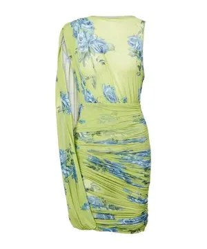 Magda Butrym Draped Floral Semi-sheer Minidress - Green