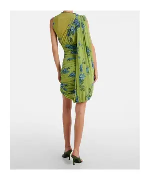 Magda Butrym Draped Floral Semi-sheer Minidress