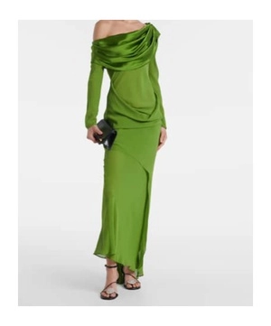 Christopher Esber Draped Sheer Silk Georgette Gown