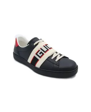 Gucci Red And Cream Logo Stripe Leather Sneaker