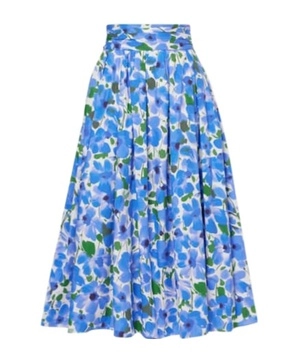 Carolina Herrera Floral Cotton-blend Midi Skirt - Blue