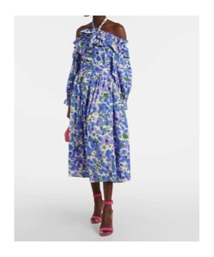 Carolina Herrera Floral Cotton-blend Midi Skirt