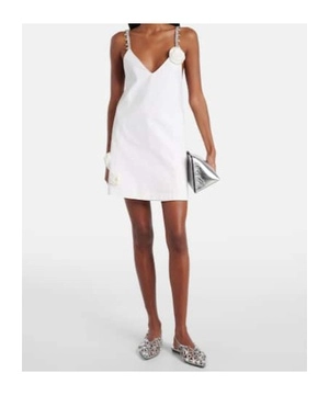 AREA Embellished Floral-appliqué Minidress