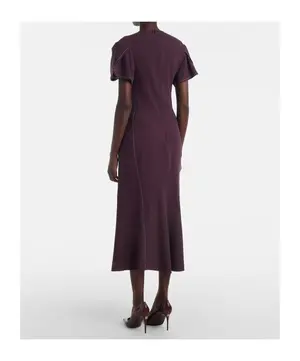 Victoria Beckham Gathered Wool-blend Midi Dress
