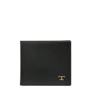 TOD'S Foldover Leather Wallet - Black