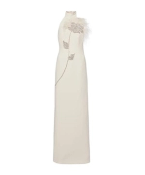 Rebecca Vallance Starlight Embellished Halterneck Gown - White