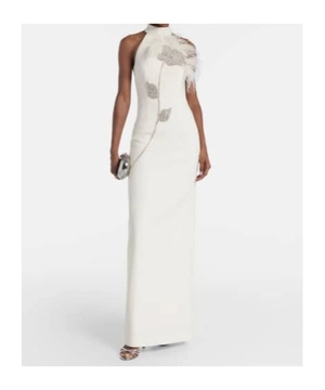 Rebecca Vallance Starlight Embellished Halterneck Gown - White
