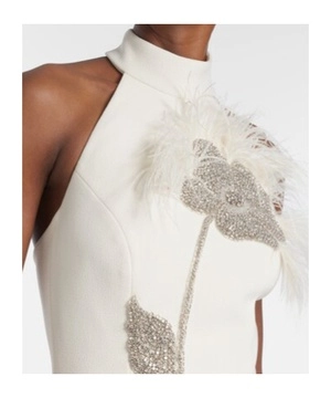 Rebecca Vallance Starlight Embellished Halterneck Gown - White