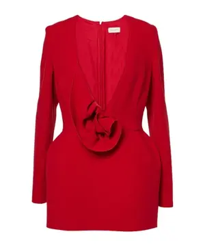 Magda Butrym Floral-applique Wool-blend Minidress - Red