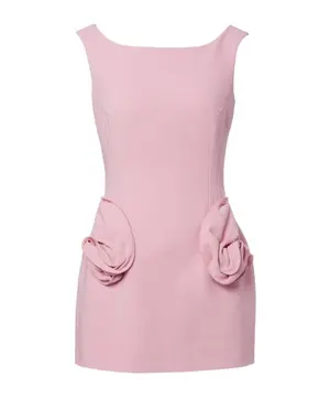 Magda Butrym Floral-appliqué Wool-blend Minidress - Pink