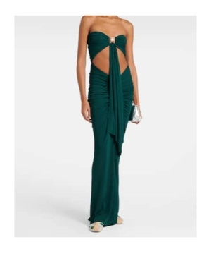 Christopher Esber Bezel Quartz Cutout Strapless Jersey Gown