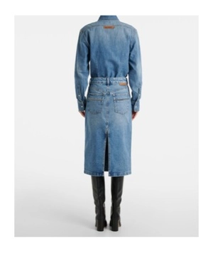 Stella McCartney Chain-detail Denim Midi Skirt
