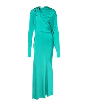 Victoria Beckham Draped Asymmetric Satin Midi Dress - Green