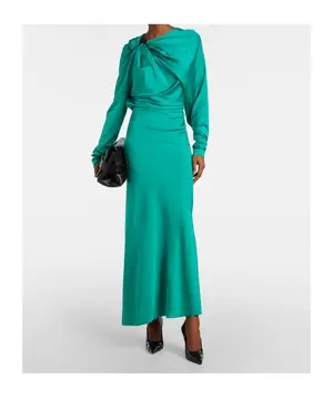 Victoria Beckham Draped Asymmetric Satin Midi Dress