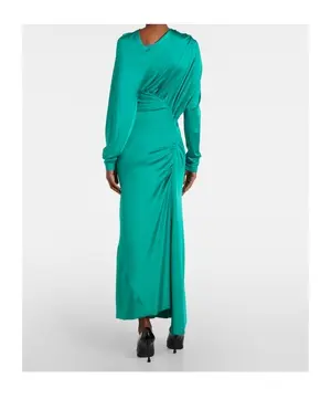 Victoria Beckham Draped Asymmetric Satin Midi Dress