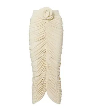 Magda Butrym Floral-appliqué Ruched Midi Skirt - Cream