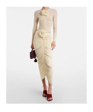 Magda Butrym Floral-appliqué Ruched Midi Skirt