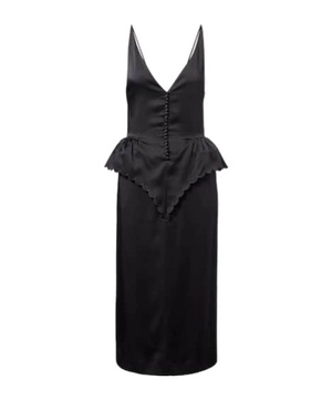 Stella McCartney Open-back Peplum Satin Midi Dress - Black