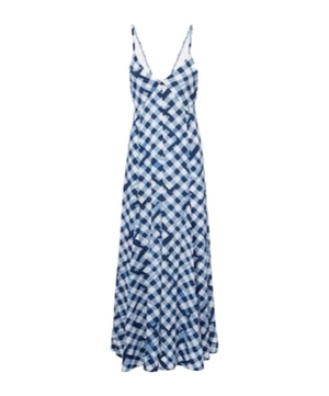 Proenza Schouler June Checked Crepe De Chine Maxi Dress - Blue