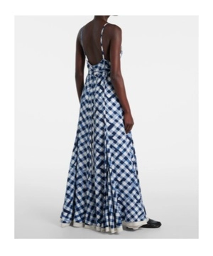 Proenza Schouler Checked Crepe De Chine Maxi Dress - Blue