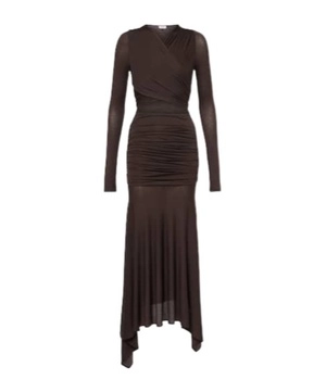 Attico Sheer Embroidered Tulle Midi Dress - Black