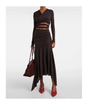 Attico Sheer Embroidered Tulle Midi Dress