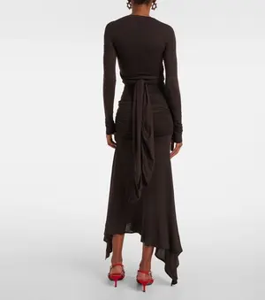 Attico Sheer Embroidered Tulle Midi Dress